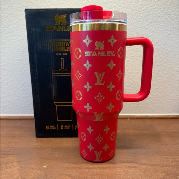 Stanley | Dining | Stanley Red Tumbler With Gold Inspired Pattern ...